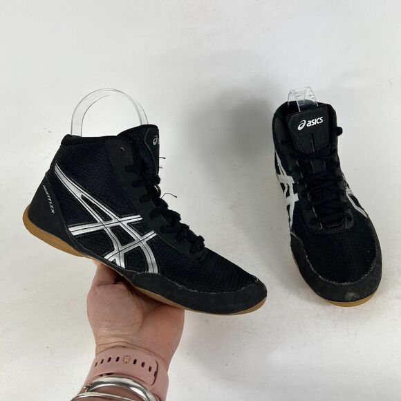 Asics | Shoes | Asics Matflex Sneaker Boys 5 Black Mesh Lace Up Mid Top ...